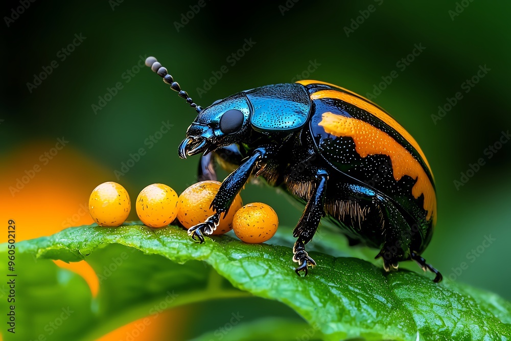 Beetles, laying eggs, the next generation continue the cycle of life in ...