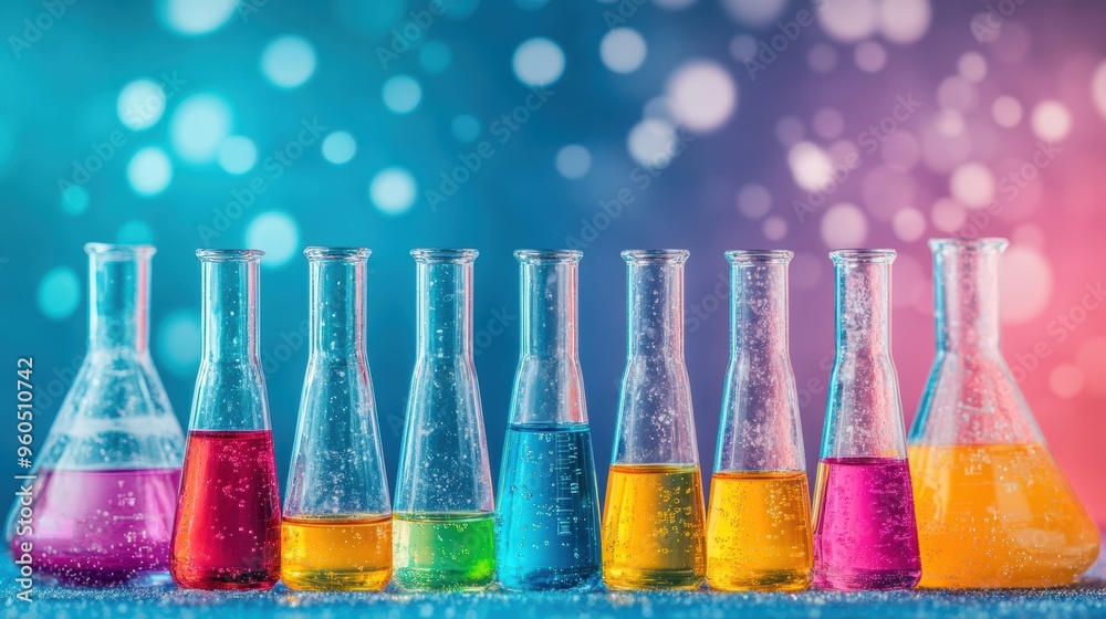 chemical experiments, exploring new scientific discoveries with beakers ...