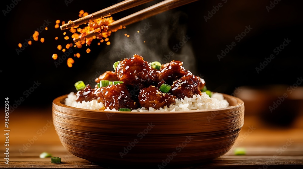 A serving of braised duck with taro, presented in a clay pot, garnished ...