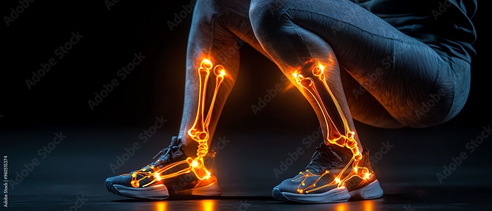 Anatomical visualization of legs showcasing digital bones and joints ...