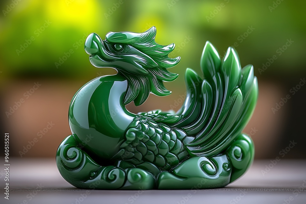 Jade phoenixes, rising from the ashes, symbols of renewal represent ...