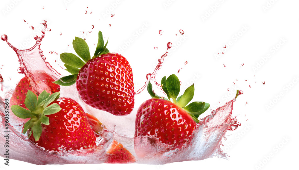 Strawberry Splashes Photo for Posters, Banners, Flyers, Vibrant Red ...