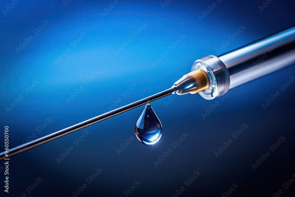 medication, close-up, The image features the close up view of the tip of a hypodermic needle ...