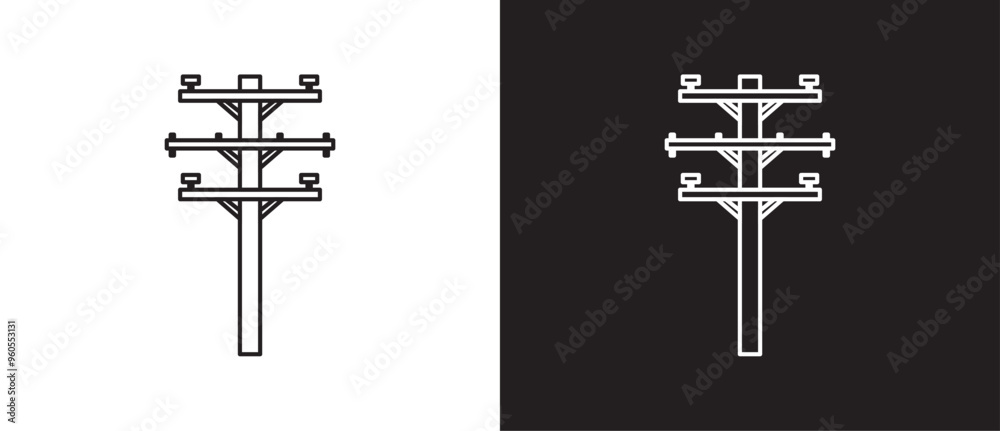 High voltage power pole line icon, High electricity tower line vector ...