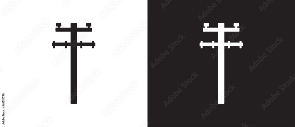 Flat icon of high voltage power line pole, Vector icon of high ...