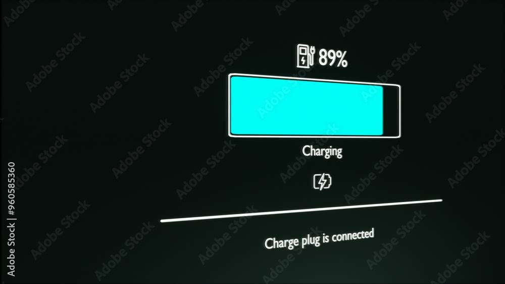 Electric car dashboard display. Electric Car Charging Indicating the ...