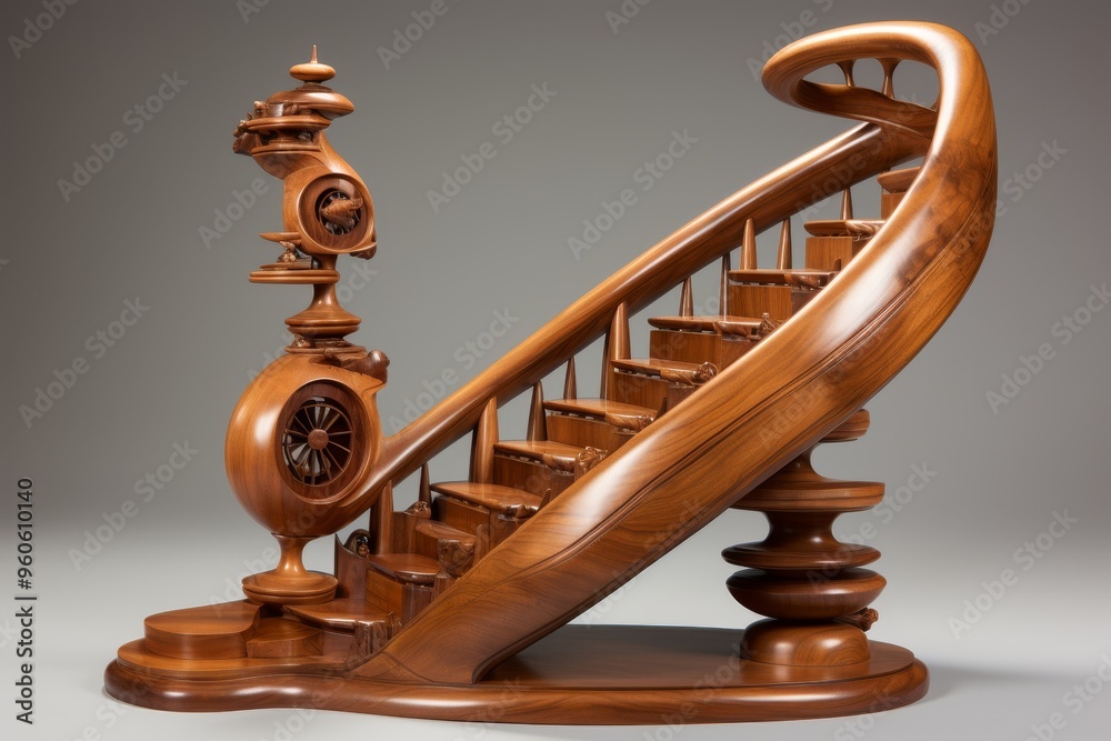 Isolated side view of a flight of stairs with clear perspective for ...