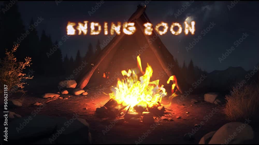 Ending Soon ANIMATED Virtual Background | Cosy Campfire at Night with ...