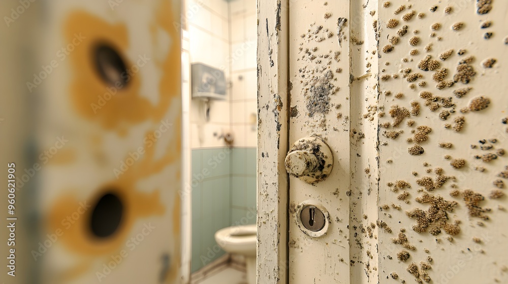 Bacterial colonies on bathroom door frames,germs, bathroom,showing ...