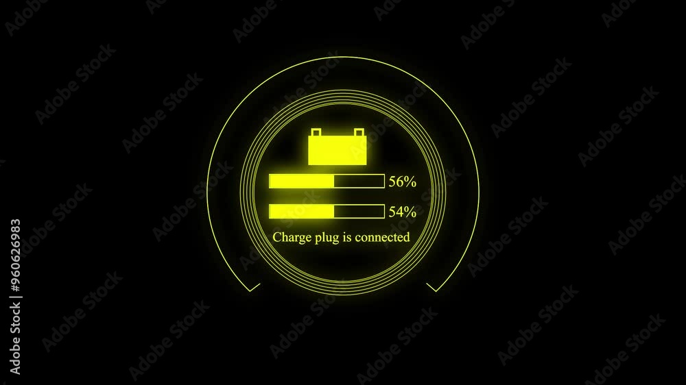 Electric car charging animation with black background. Showing charger ...