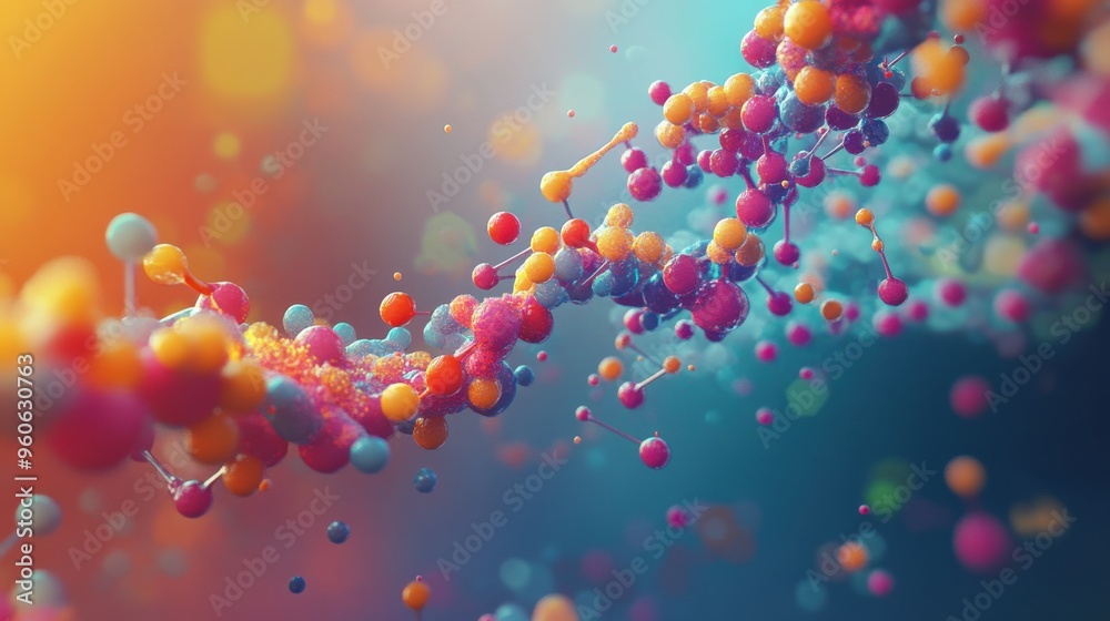 Colorful particles intermingle and swirl in an enchanting display ...