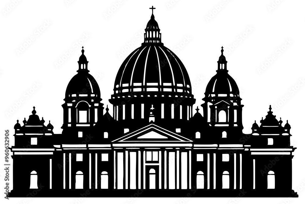 Vetor de St. Peter's Basilica in Rome, Italy. Vatican City. Basilica ...