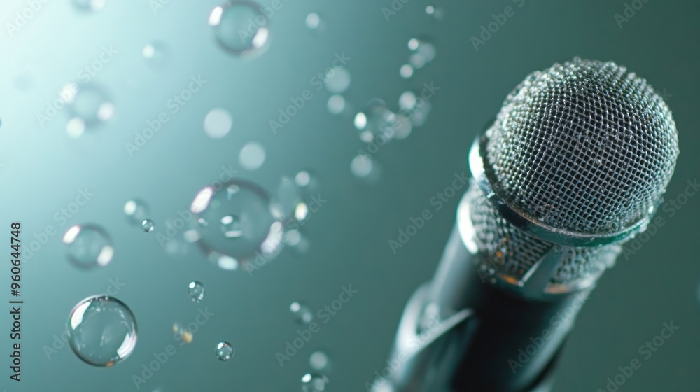 Bubbling Symphony, A minimalist setting highlighting a microphone as it ...