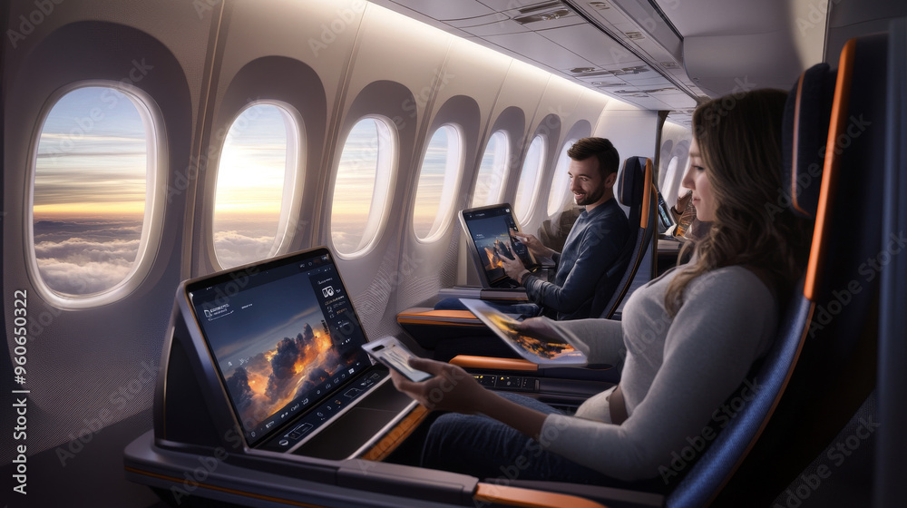 Depict passengers using high-speed internet, streaming content on ...