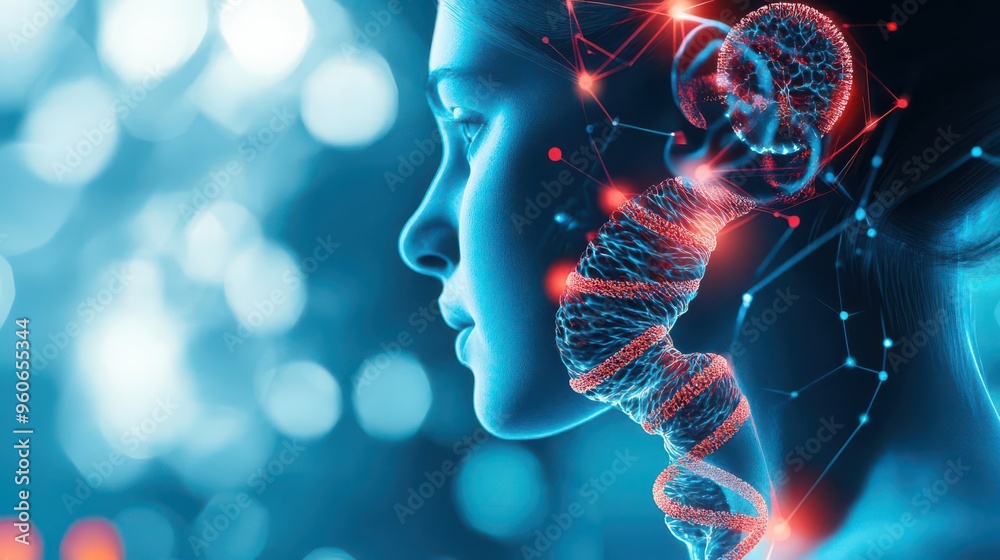 Digital art showing the fusion of biology and technology in embryo ...