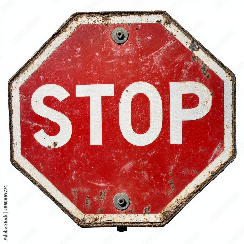 This is an isolated red stop octagon sign isolated on a transparent ...