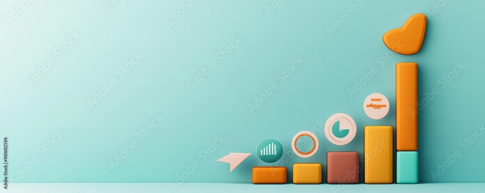Business evolution, old and new company logos, timeline background, 3D ...