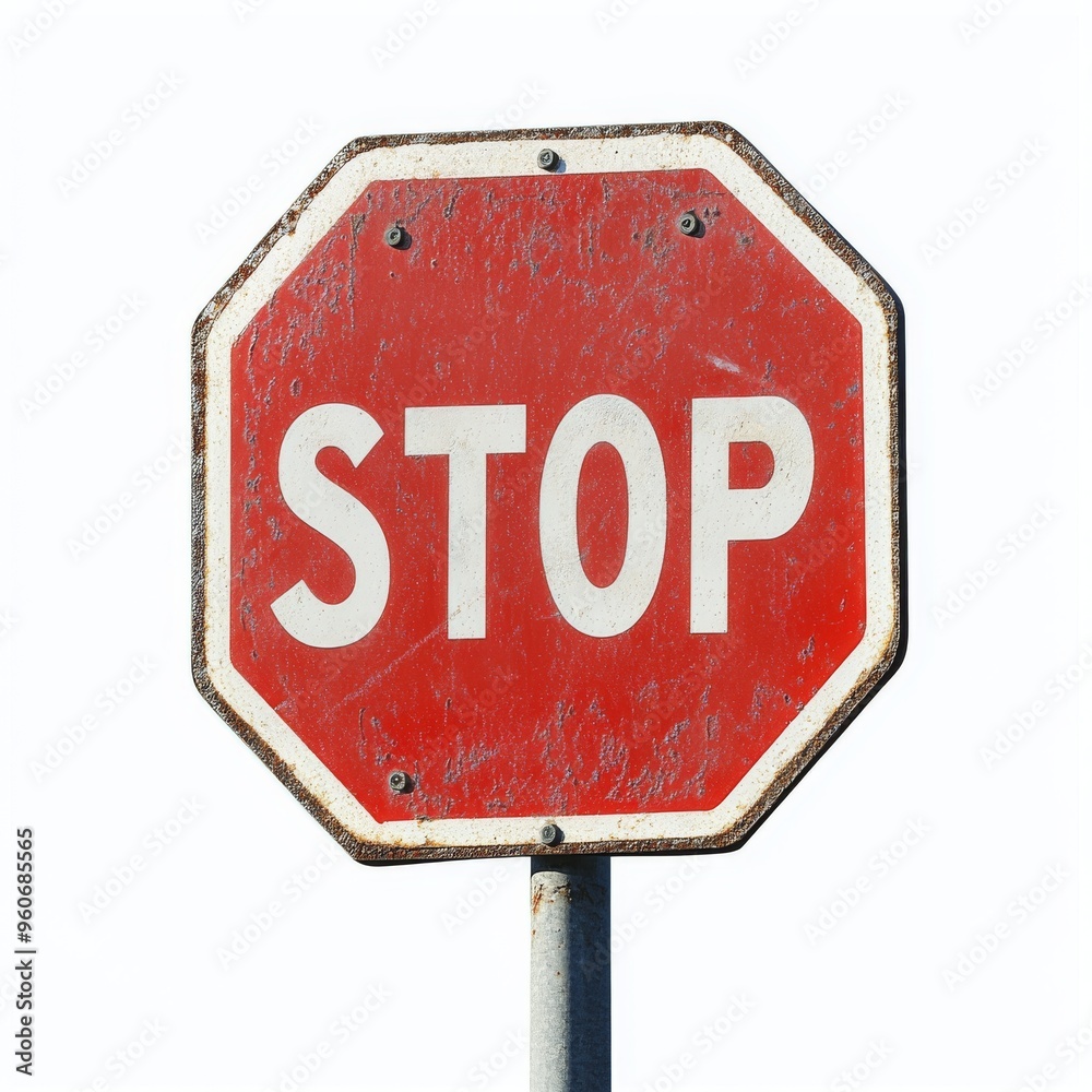 Road street caution and safety concept with red stop octagon sign on ...