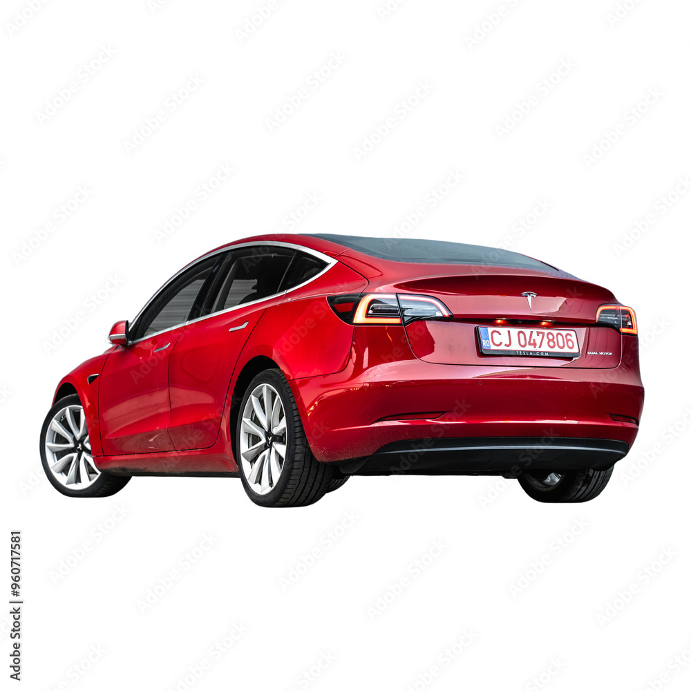 Cluj-Napoca, Cluj-Romania-08.09.2024-No background Tesla Model 3 Long ...