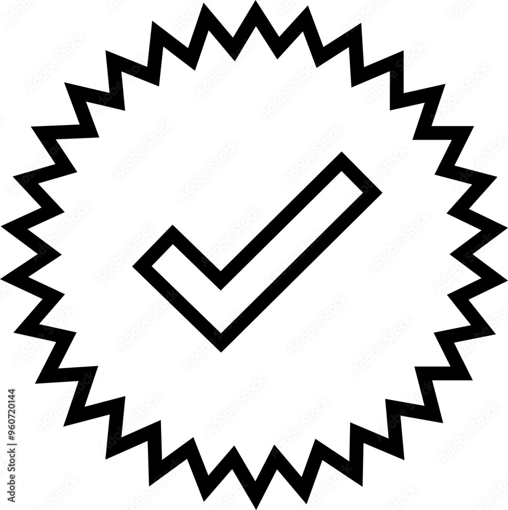 Vecteur Stock Check mark icon in line Black tick icon vector for apps ...