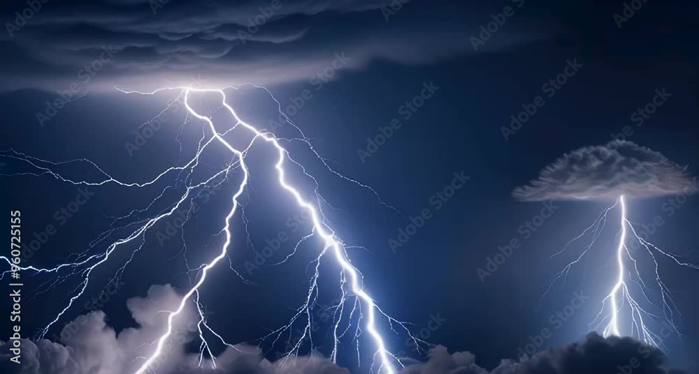 a breathtaking and awe-inspiring lightning storm, set against a ...