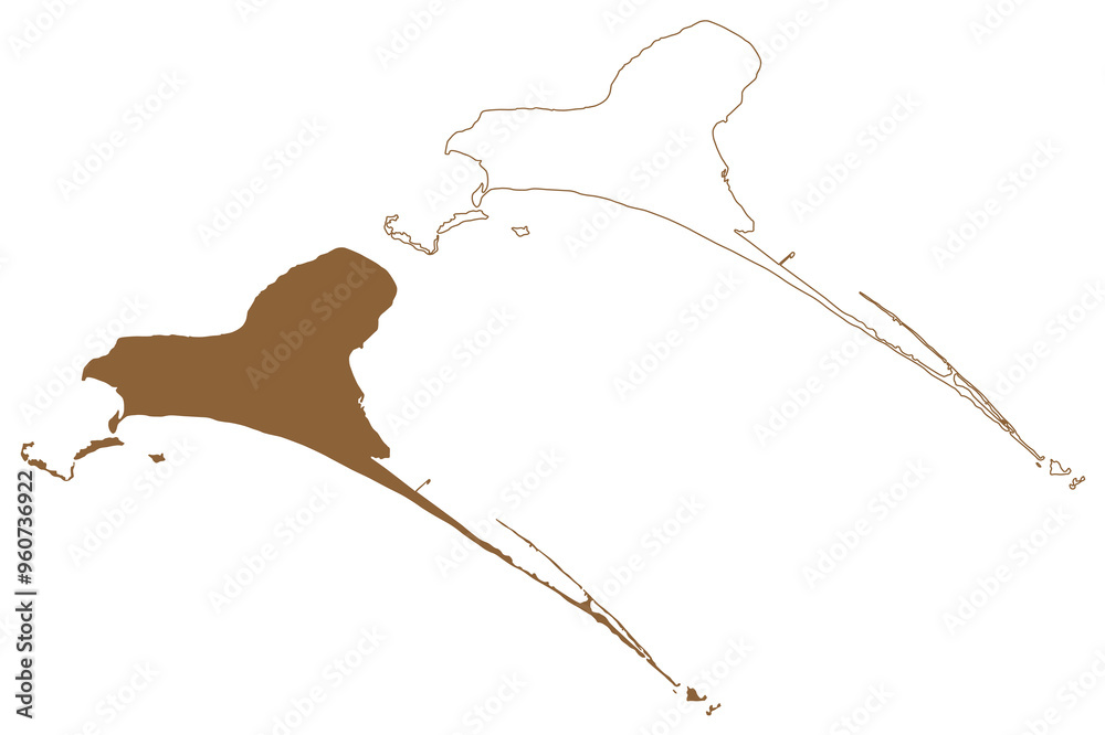 Pamban Island (Republic of India, Indian Ocean) map vector illustration ...