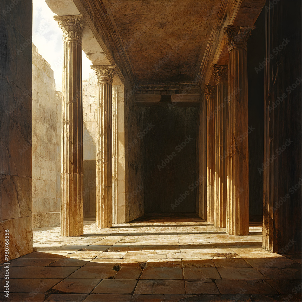 Inside the temple of Zeus at Olympia when it was fully intact Stock ...