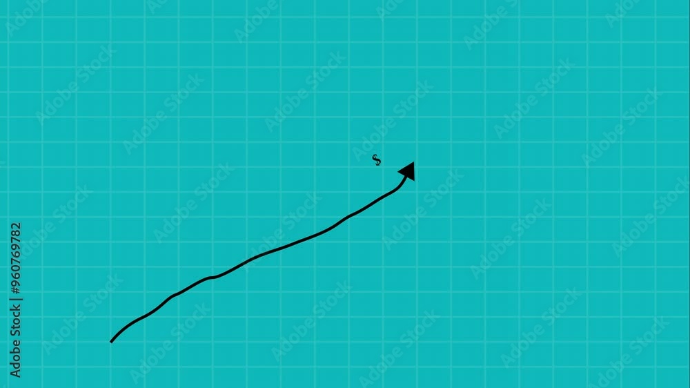 Graph line with arrow pointing upwards symbolizing growth or success ...