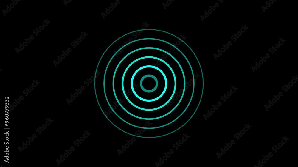 Abstract beautiful signal circle radio waves, cyan color neon radio ...