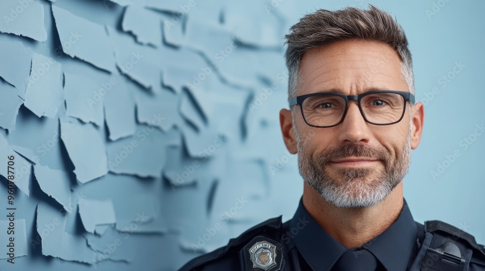 Minimalist depiction of a police officer in law enforcement with a ...