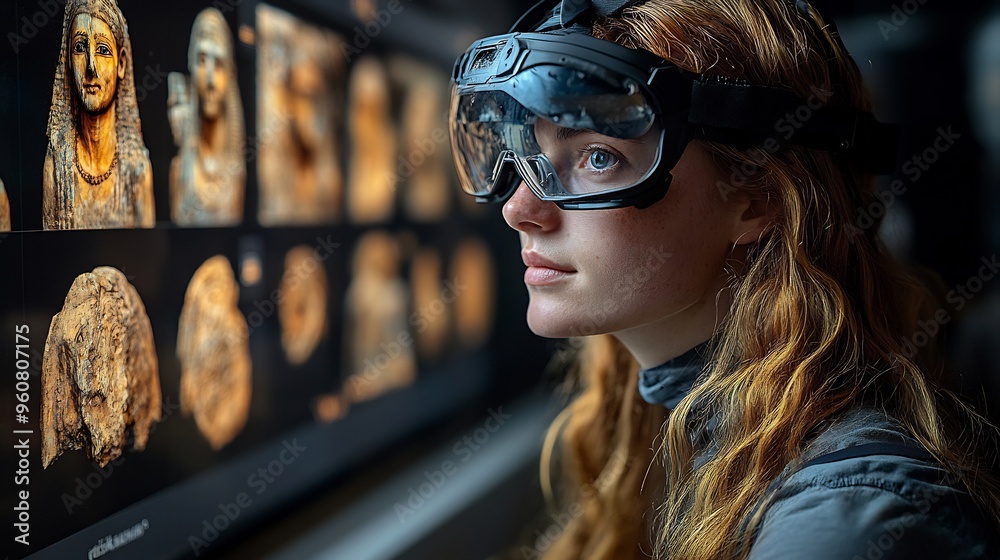 Artist in a digital humanities lab reconstructing ancient artifacts ...