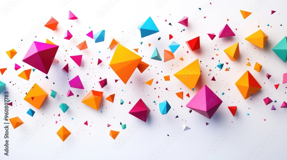 Cascading geometric shapes in vibrant colors, featuring triangles ...