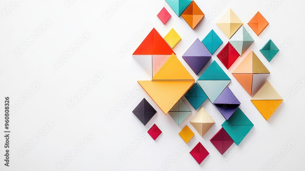 Colorful geometric shapes including triangles and hexagons, arranged in ...
