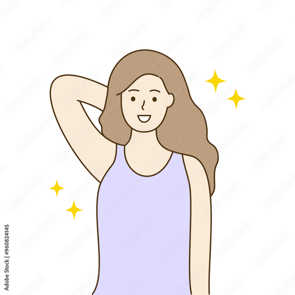 Happy young woman with whitening clean armpit. Beauty routine, Hygiene ...