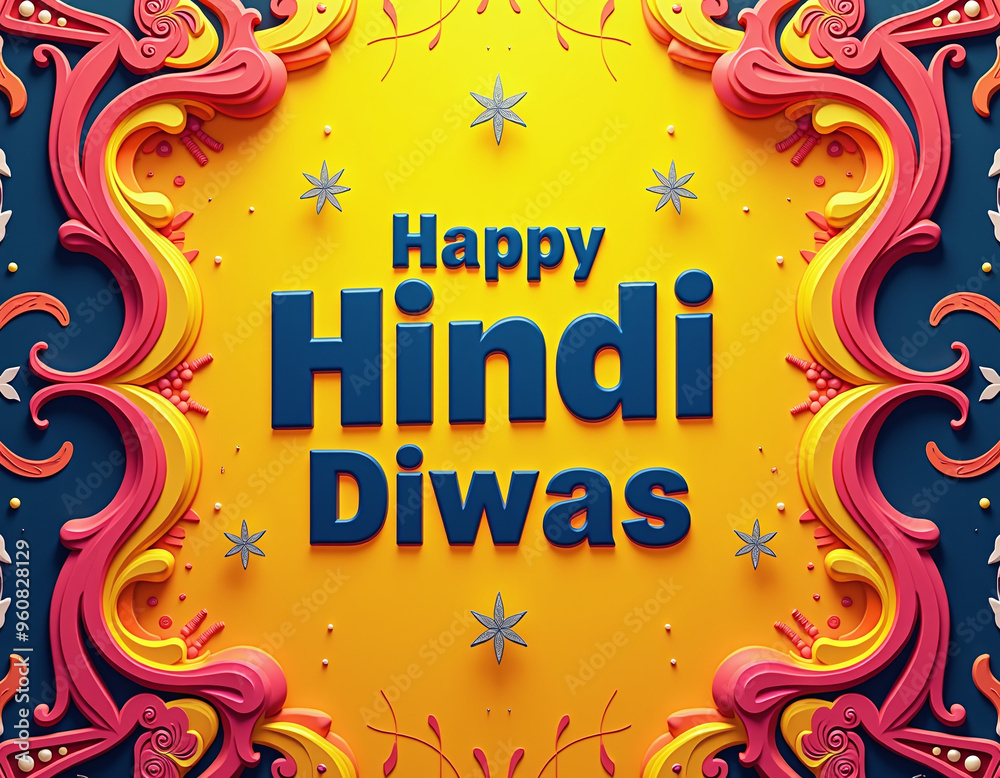 Visually appealing poster design celebrating Hindi Diwas with intricate ...