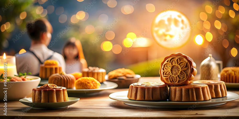 Mid Autumn Family Gathering: Cozy Scene of Loved Ones Sharing Mooncakes ...