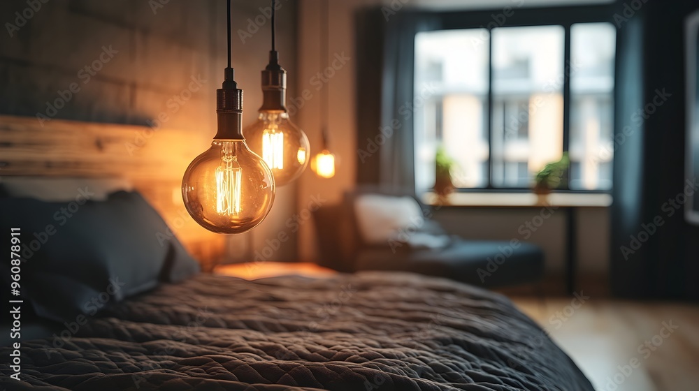 Captivating industrial style lamp with exposed bulbs adding a sleek ...