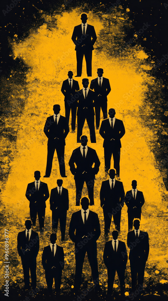 A group of men are standing in a pyramid formation. The men are all ...