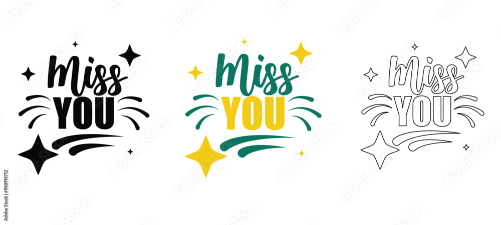 vector illustration of text miss you, i miss you vector illustration in ...