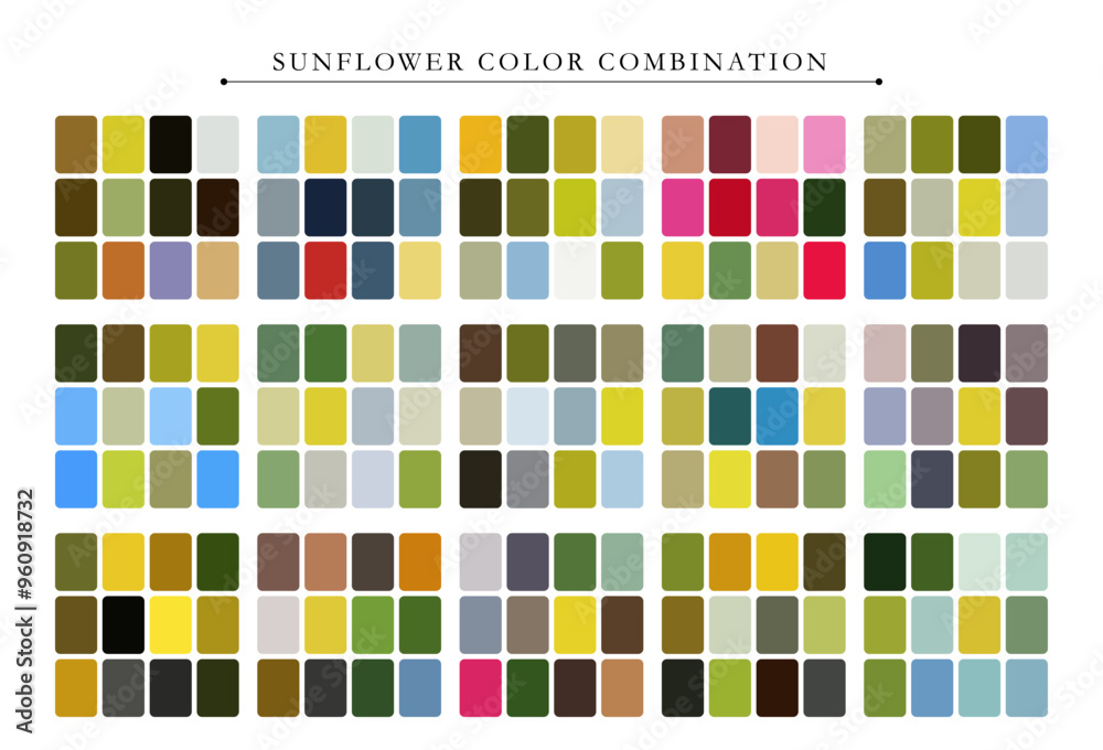 Sunflower tone color palette. Trend color palette guide template. Fit ...