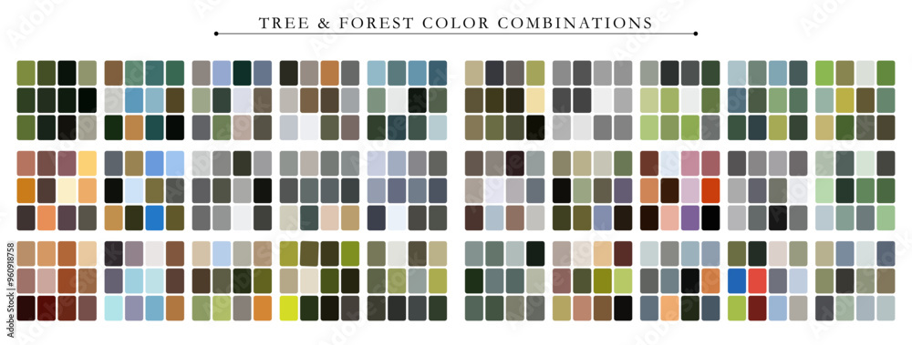 Tree and forest tone color palette. Trend color palette guide template ...