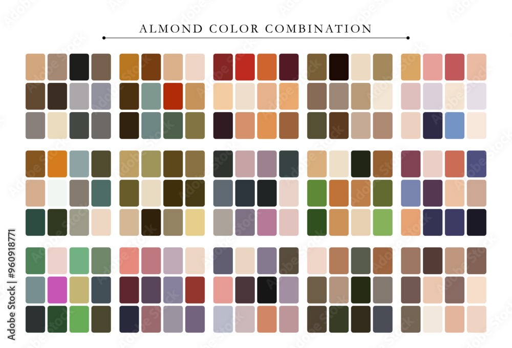 Almond tone color palette. Trend color palette guide template. Fit for ...