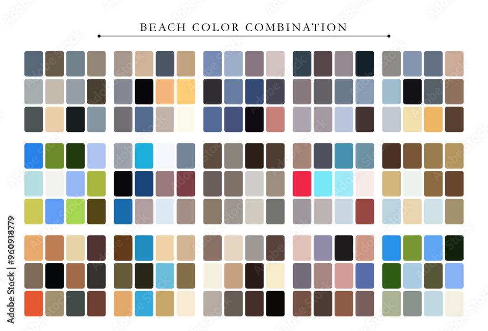Beach tone color palette. Trend color palette guide template. Fit for ...