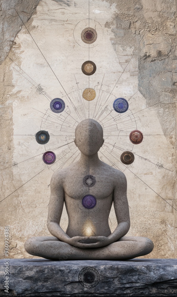 Energy centers: chakra system in human body, each associated different ...