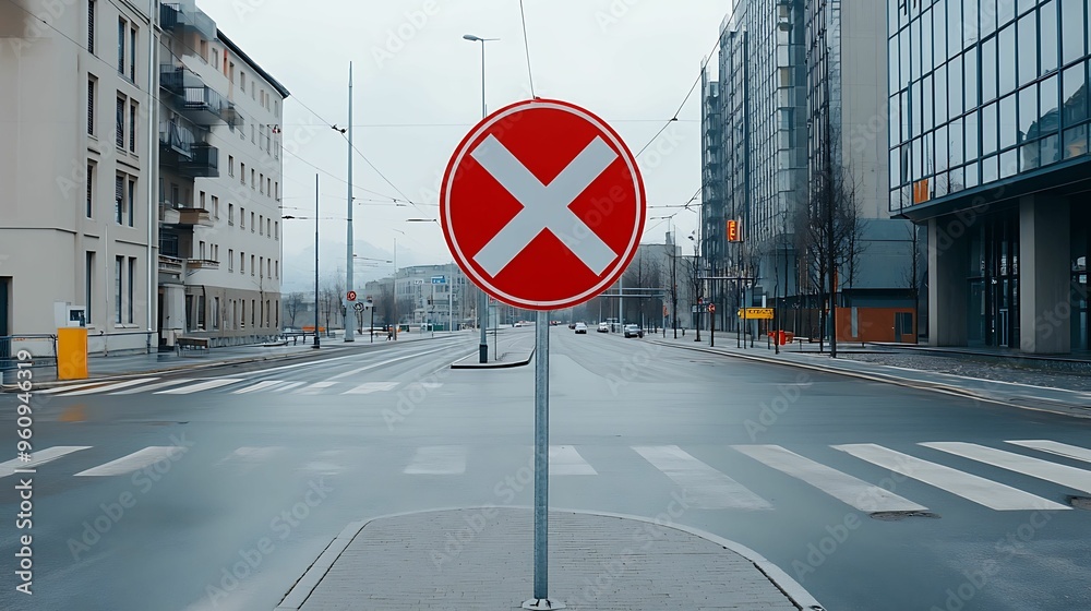 No Entry Traffic Sign with Red X - Prohibited Traffic Symbol on Road ...