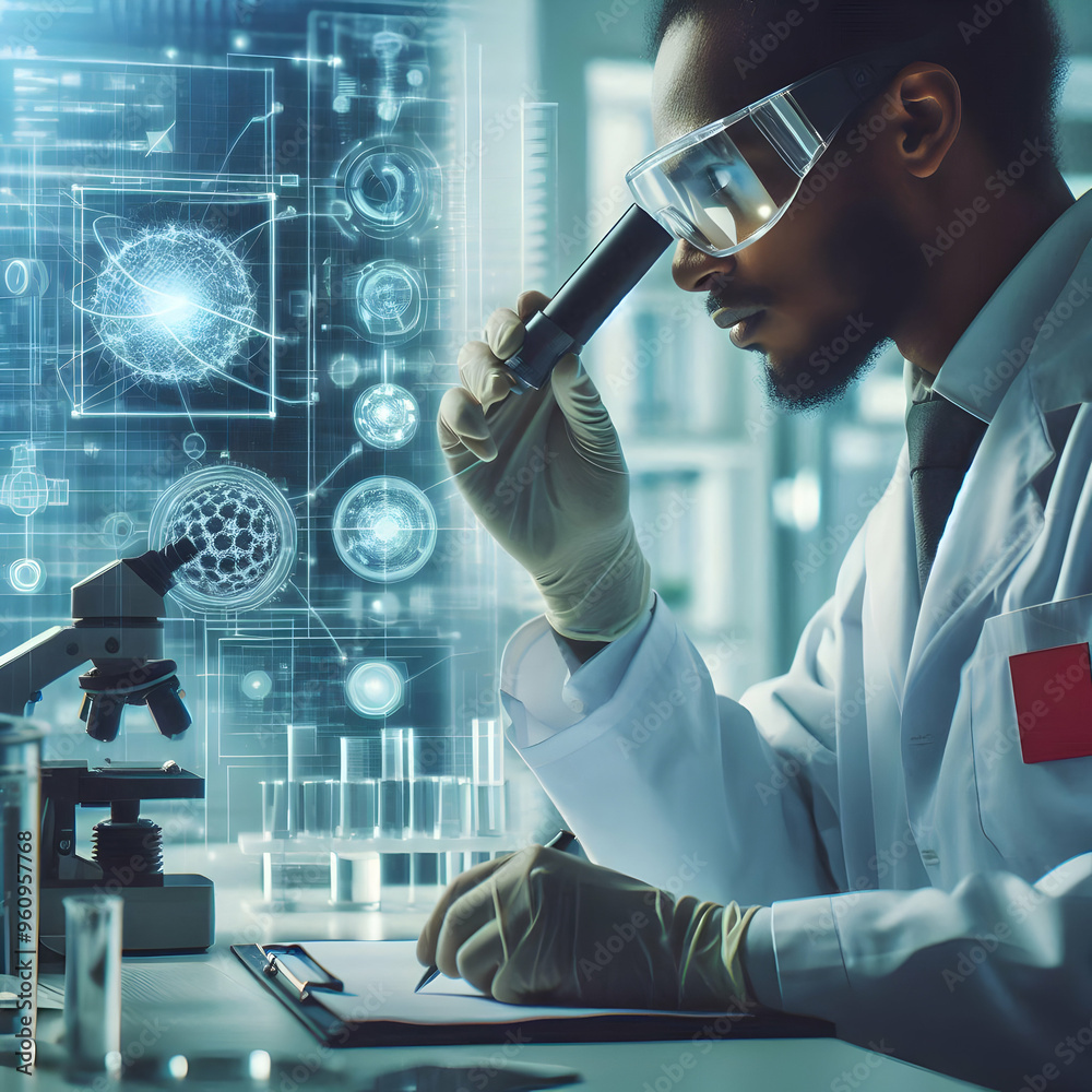 Innovative Scientist Conducting Experiment with Smart Sensors in High ...