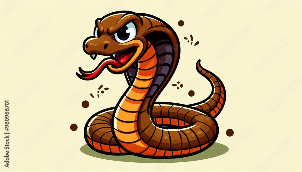 An angry cobra snake in cartoon style. A hissing cobra snake in cartoon ...