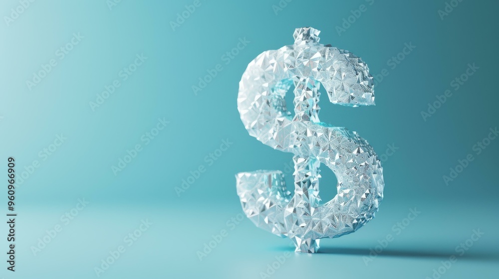 Discover a sleek 3D digital dollar sign on a bold blue background ...