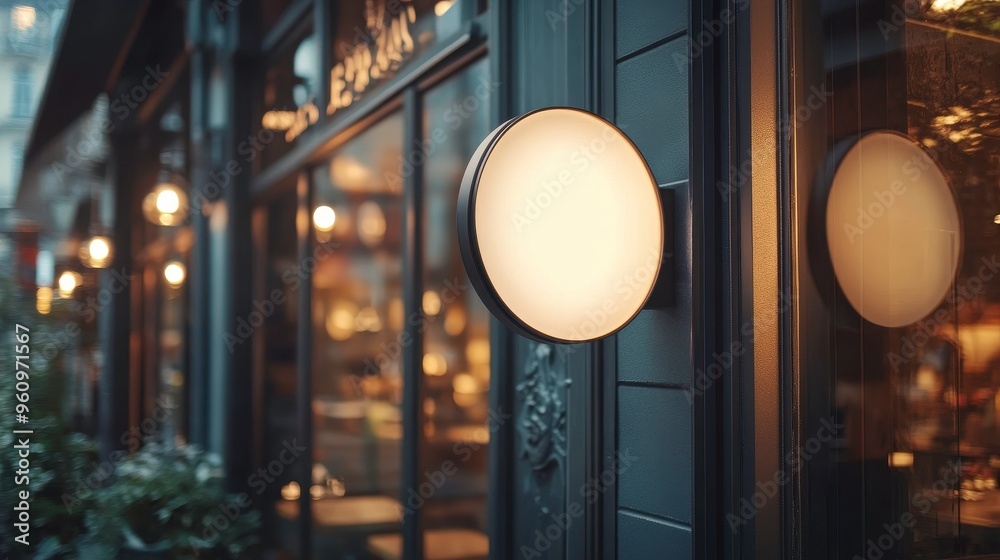Blank circle store signage design mockup isolated, metal badge clear ...
