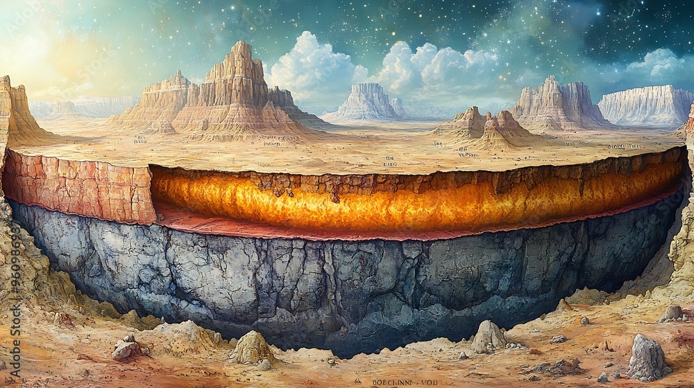 Layers of Earth A crosssectional illustration of Earth showing the ...